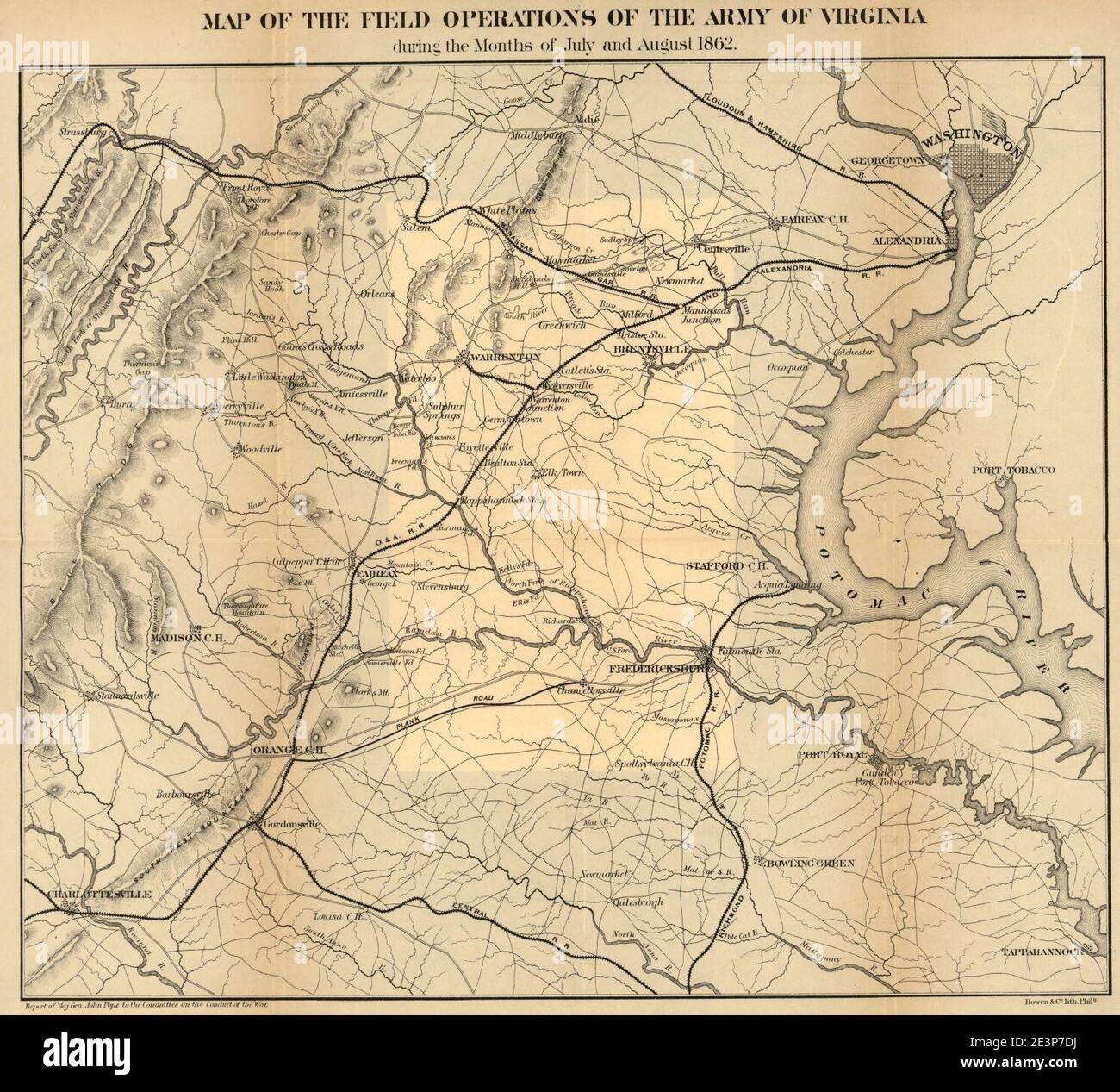 Map of the field operations of the Army of Virginia during the months ...