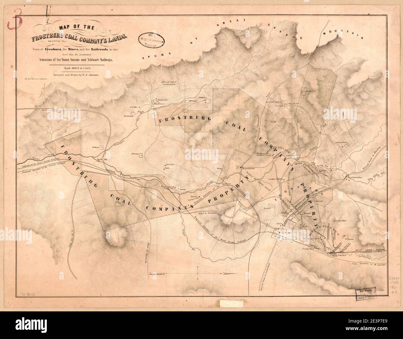 Map of the Frostburg Coal Company's lands showing the town of Frostburg ...