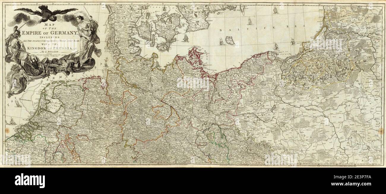 Map of the Empire of Germany, north side (Delarochette, 1790 Stock ...