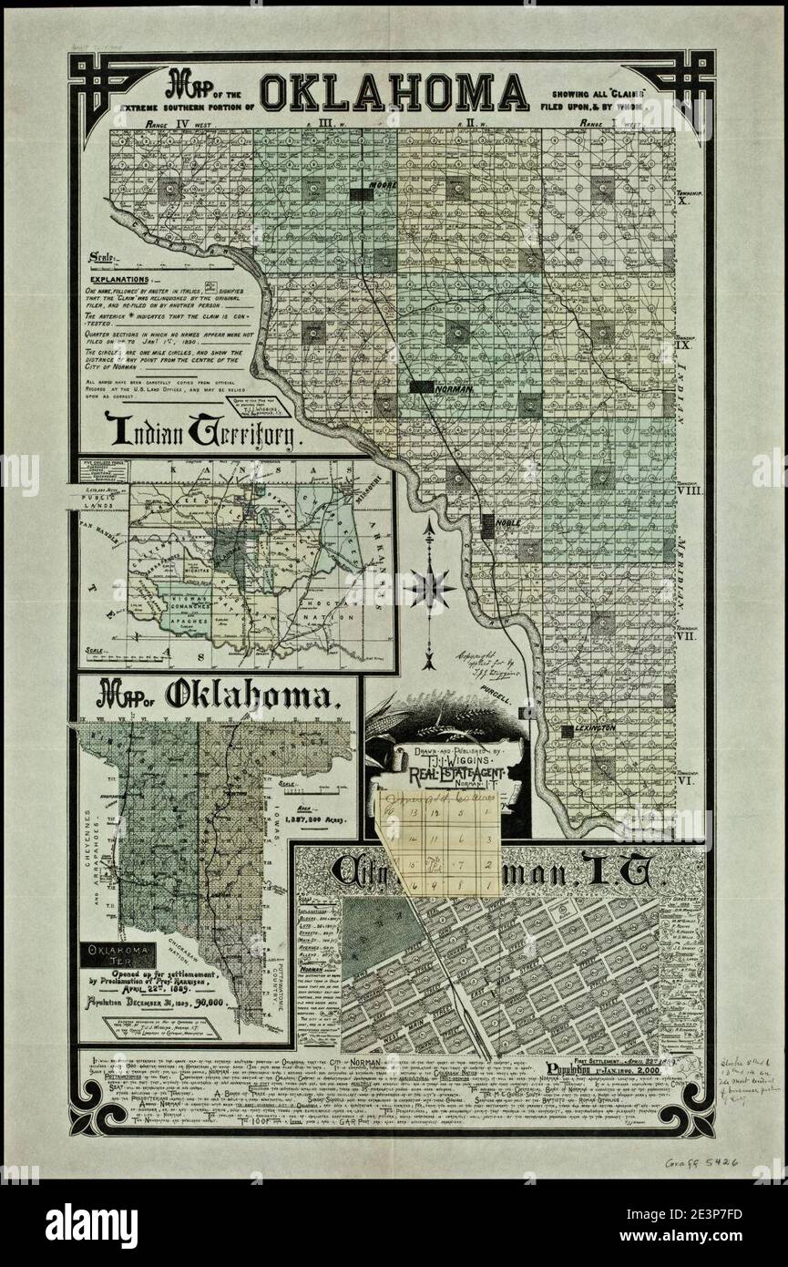 Map of the extreme southern portion of Oklahoma Stock Photo - Alamy