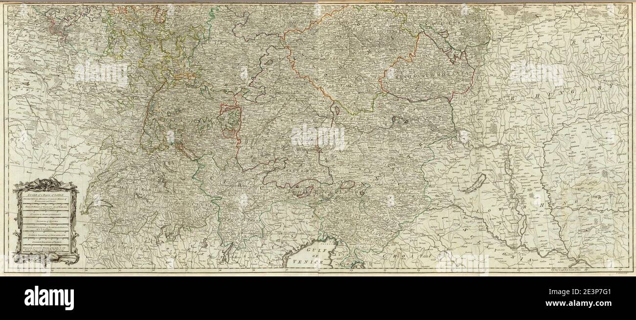 Map of the Empire of Germany, south side (Delarochette, 1790 Stock ...