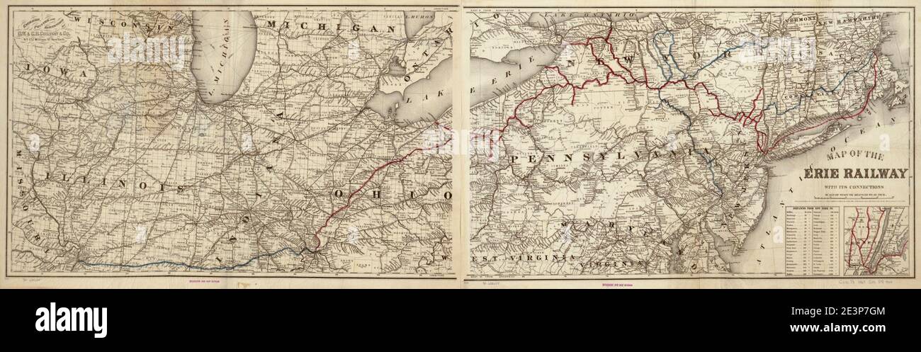 Map of the Erie Railway and its connections Stock Photo - Alamy