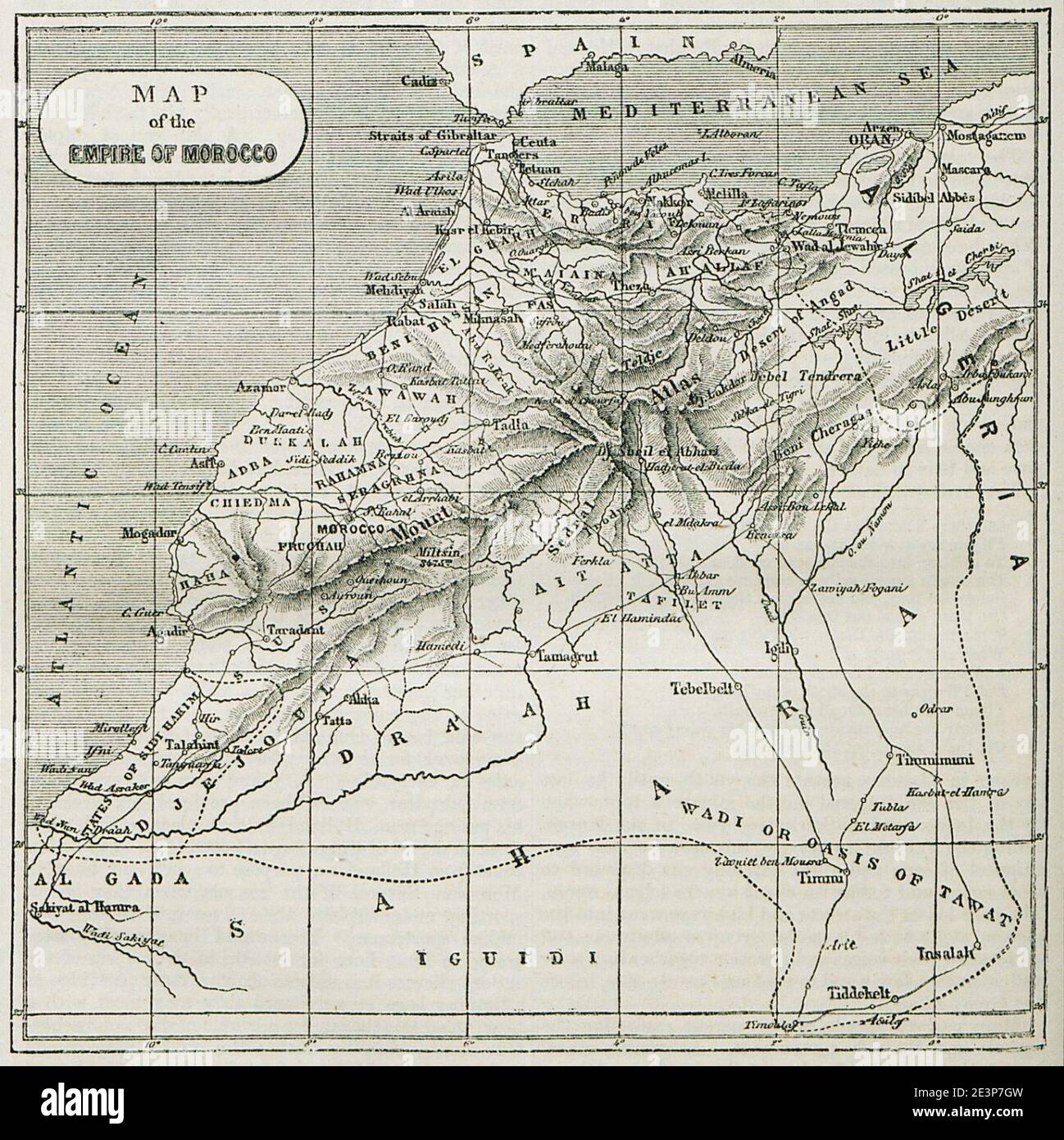 Map of the Empire of Morocco - Ainsworth William Francis - 1870 Stock ...