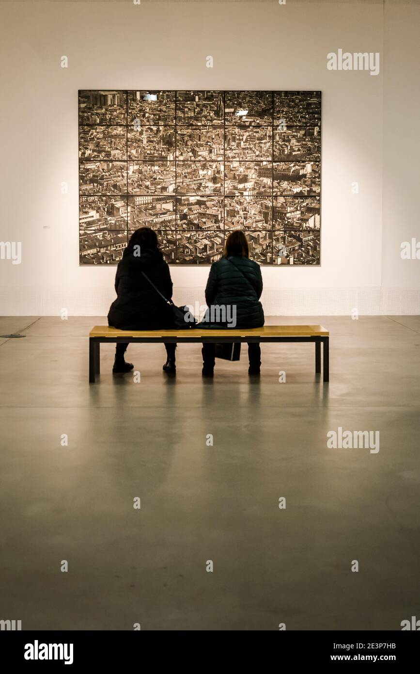 Visitors looking at the painting Quarantine, Marseilles, 2020 at ...