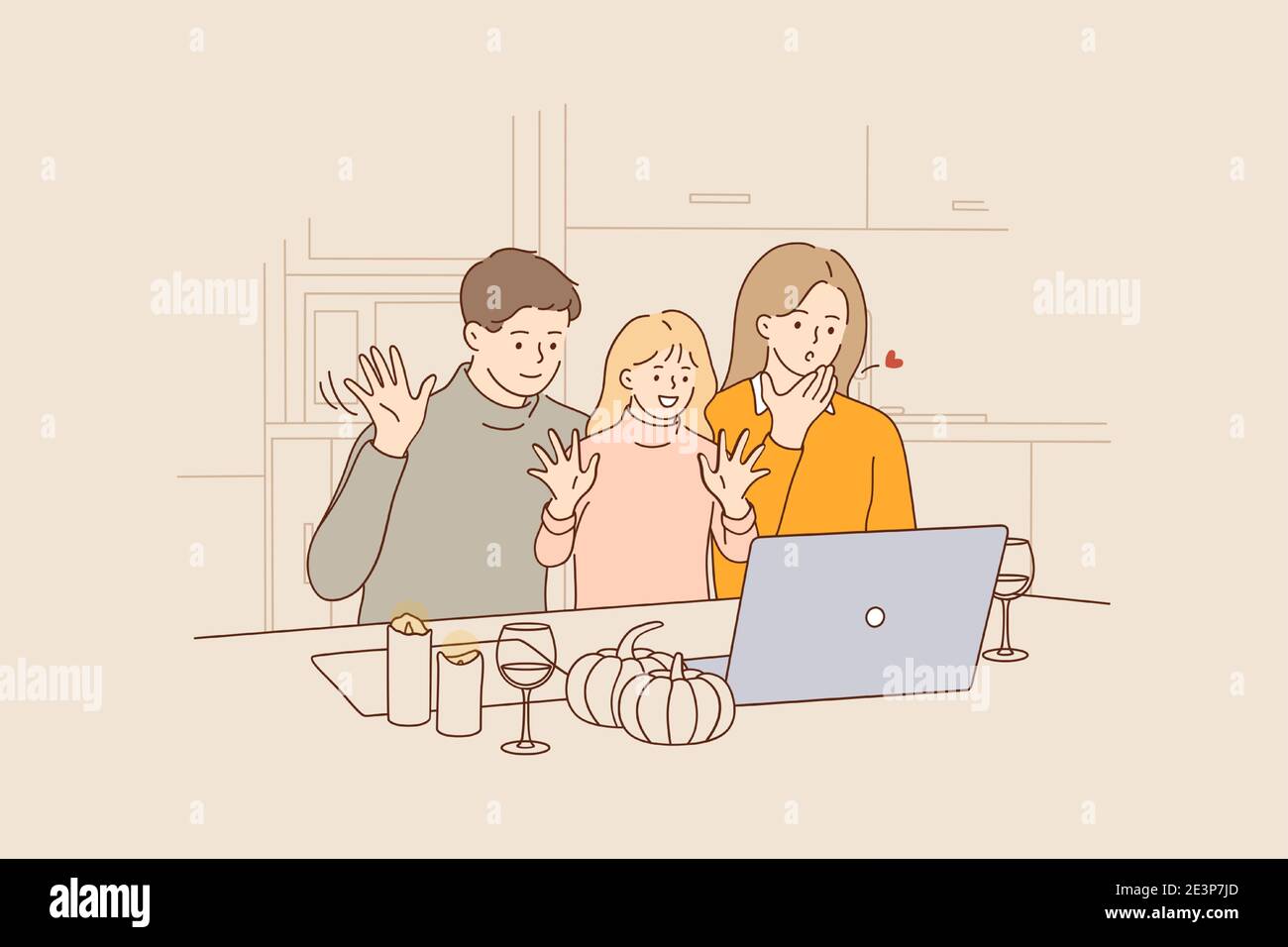 Laptop video call christmas Stock Vector Images - Alamy