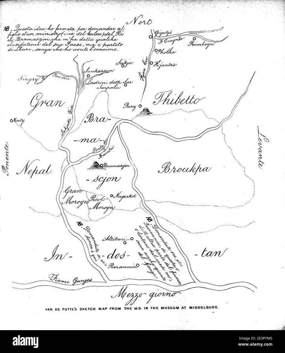 Map of the eastern Himalayan countries by Samuel van der Putte Stock ...