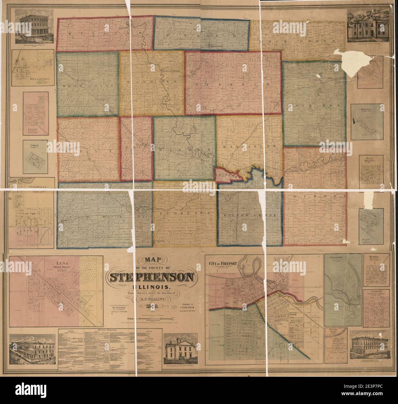 Map of the County of Stephenson Illinois Stock Photo - Alamy