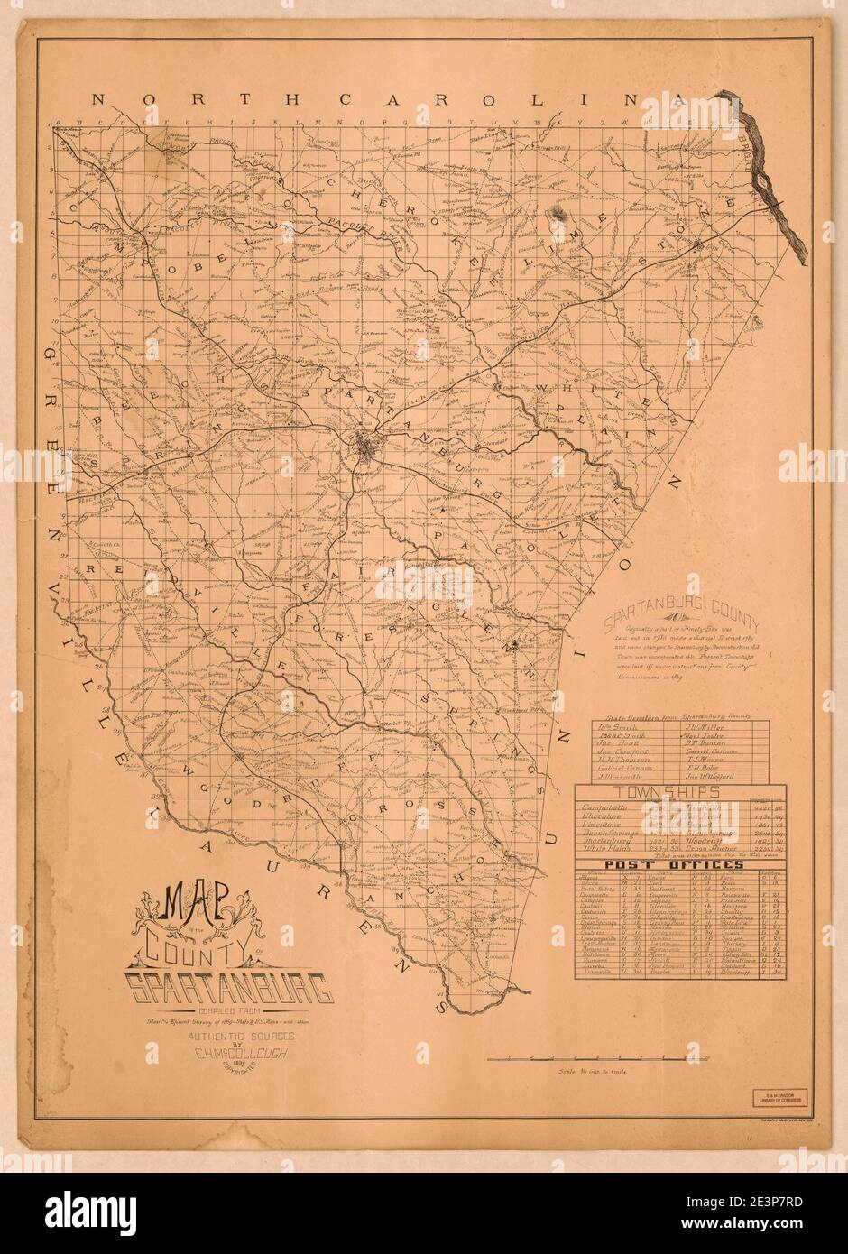 Map of the County of Spartanburg Stock Photo - Alamy