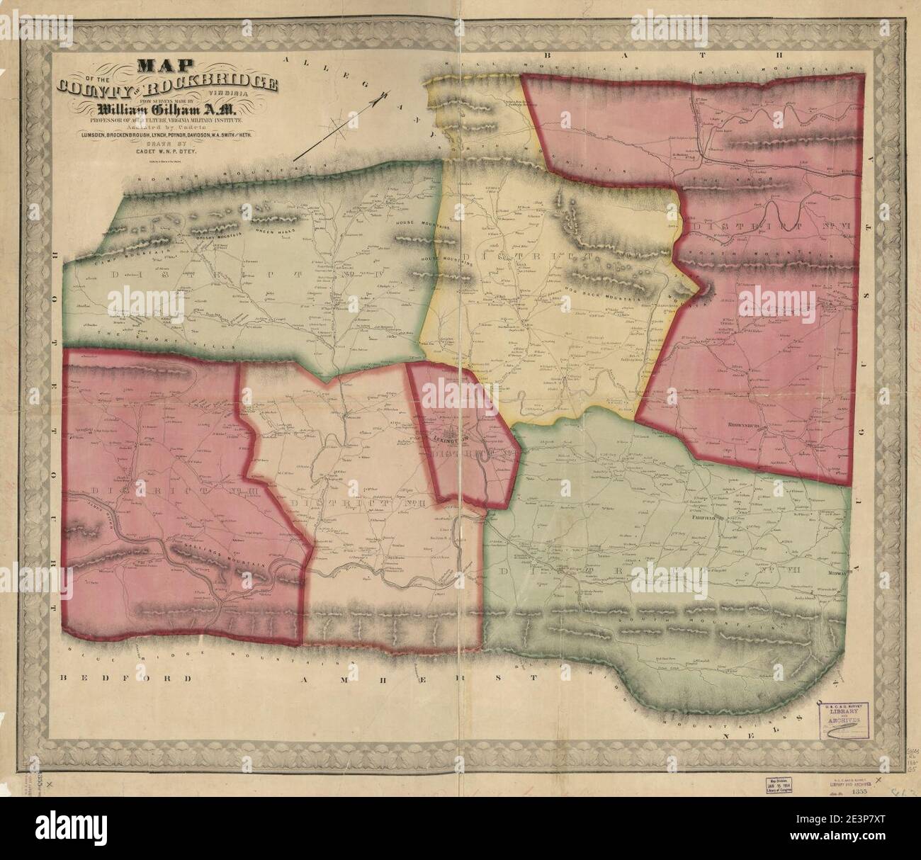 Map of the county of Rockbridge, Virginia Stock Photo - Alamy