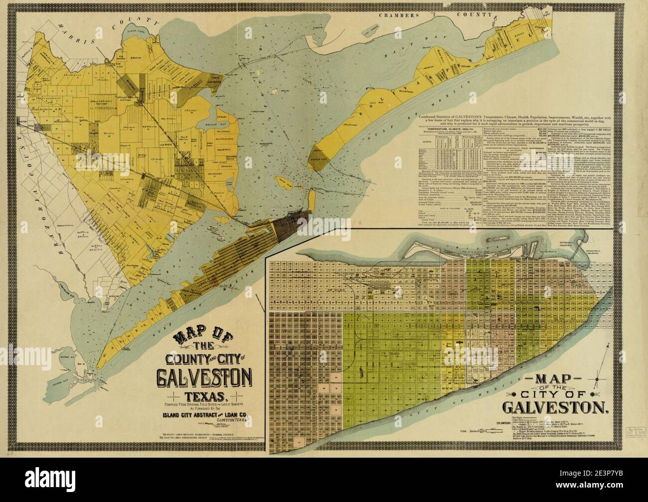 Map of the county and city of Galveston, Texas Stock Photo - Alamy