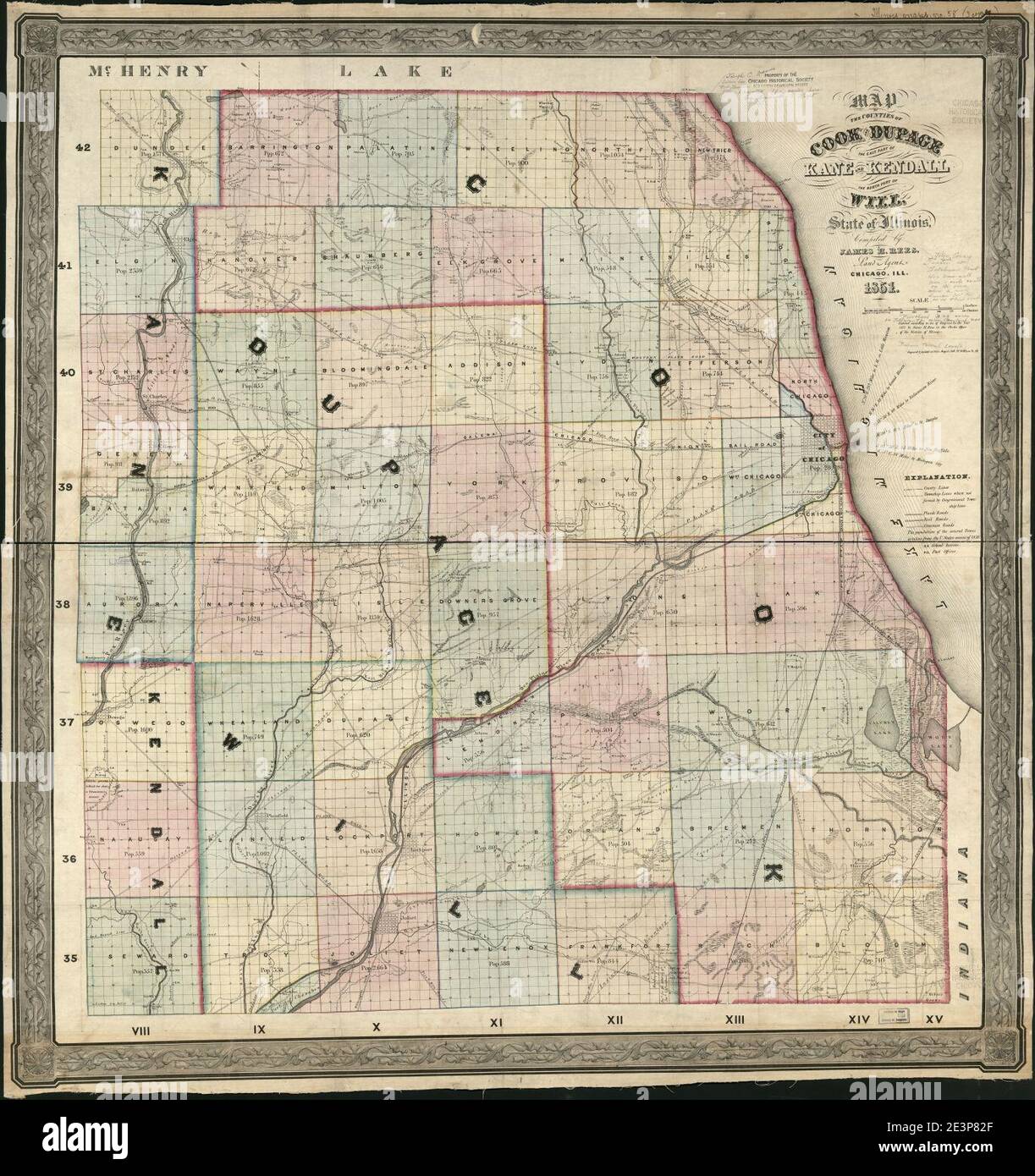 Map of the Counties of Cook and DuPage, the east part of Kane and ...