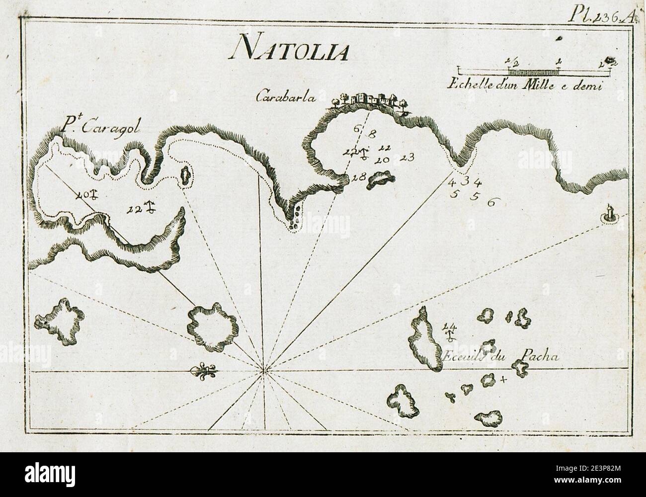 Map of the coast from Gündo an to Torba, at the northern part of Bodrum ...
