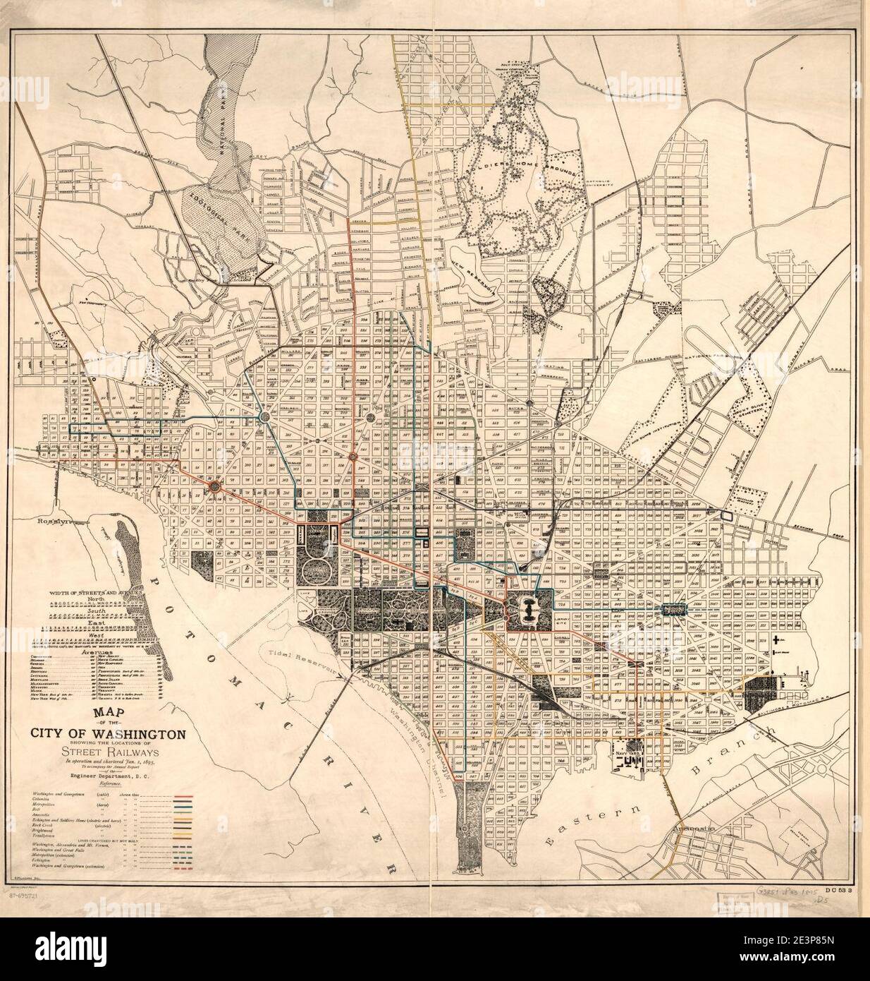 Map of the city of Washington showing the locations of street railways ...