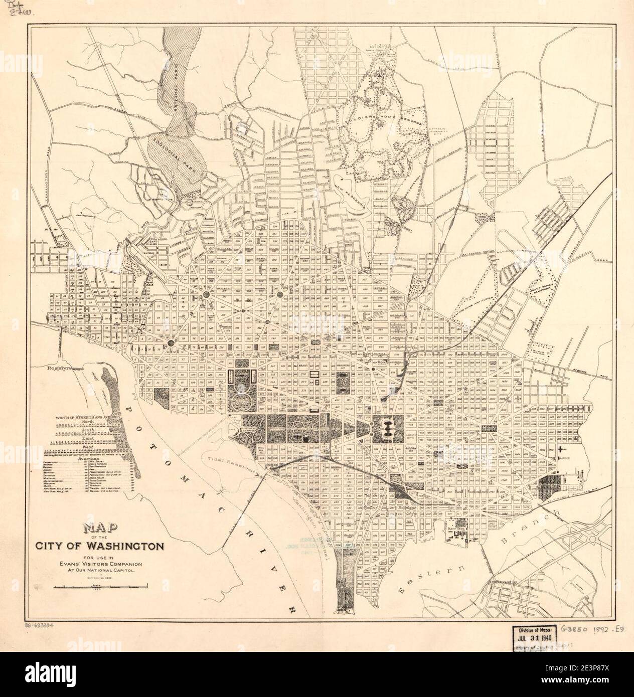 Map of the city of Washington - for use in Evans' visitors companion at ...