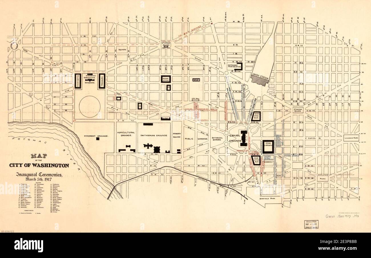Map of the city of Washington, inaugural ceremonies, March 5th, 1917 ...