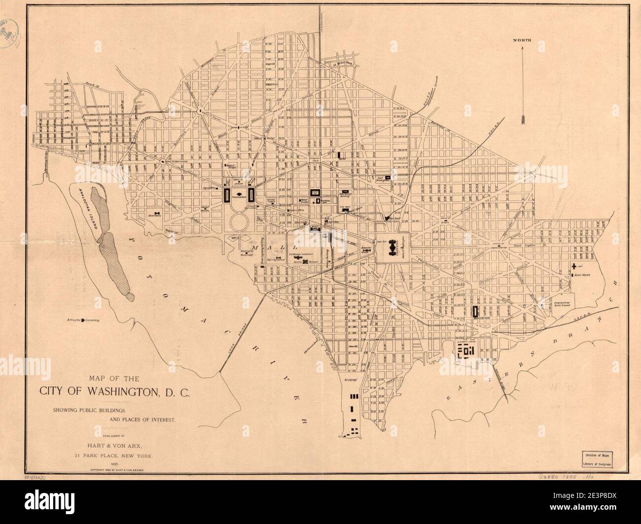 Map of the city of Washington, D.C. - showing public buildings and ...