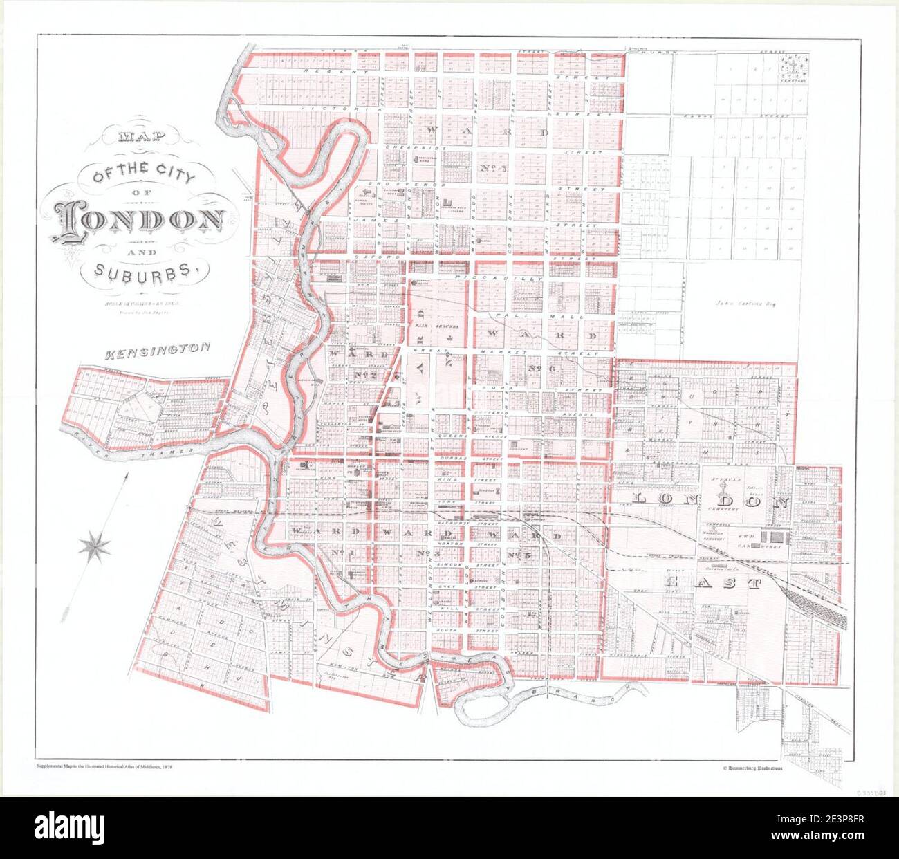 Map of the city of London and suburbs Stock Photo - Alamy