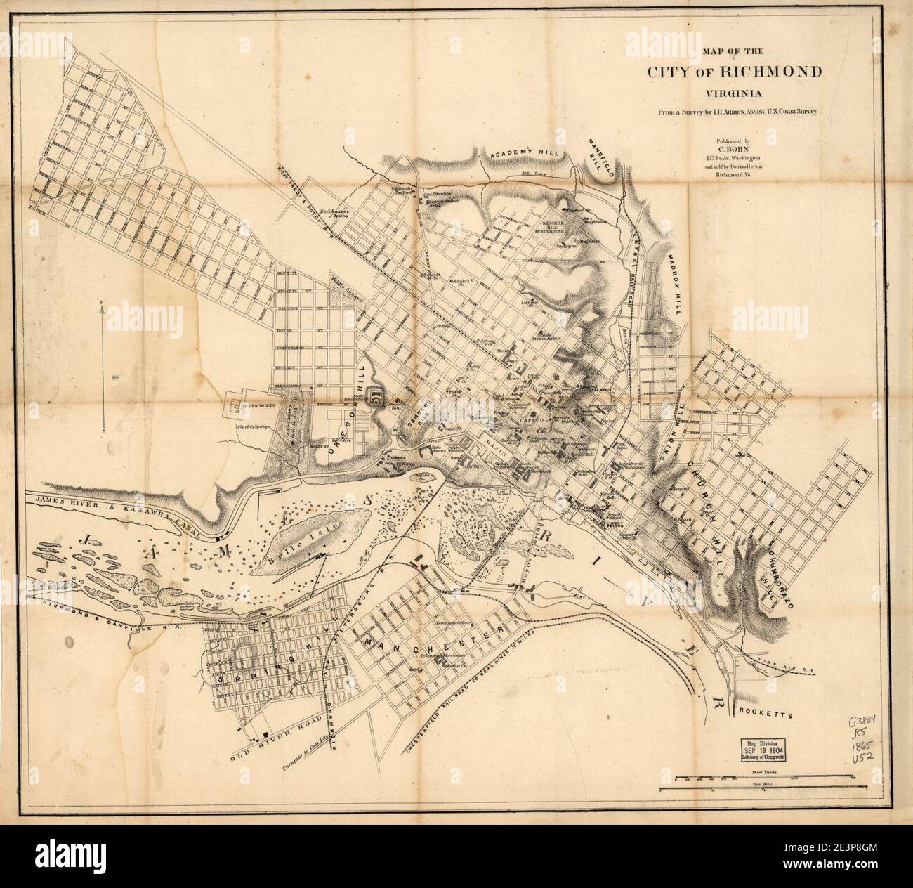 Map of the city of Richmond, Virginia Stock Photo - Alamy
