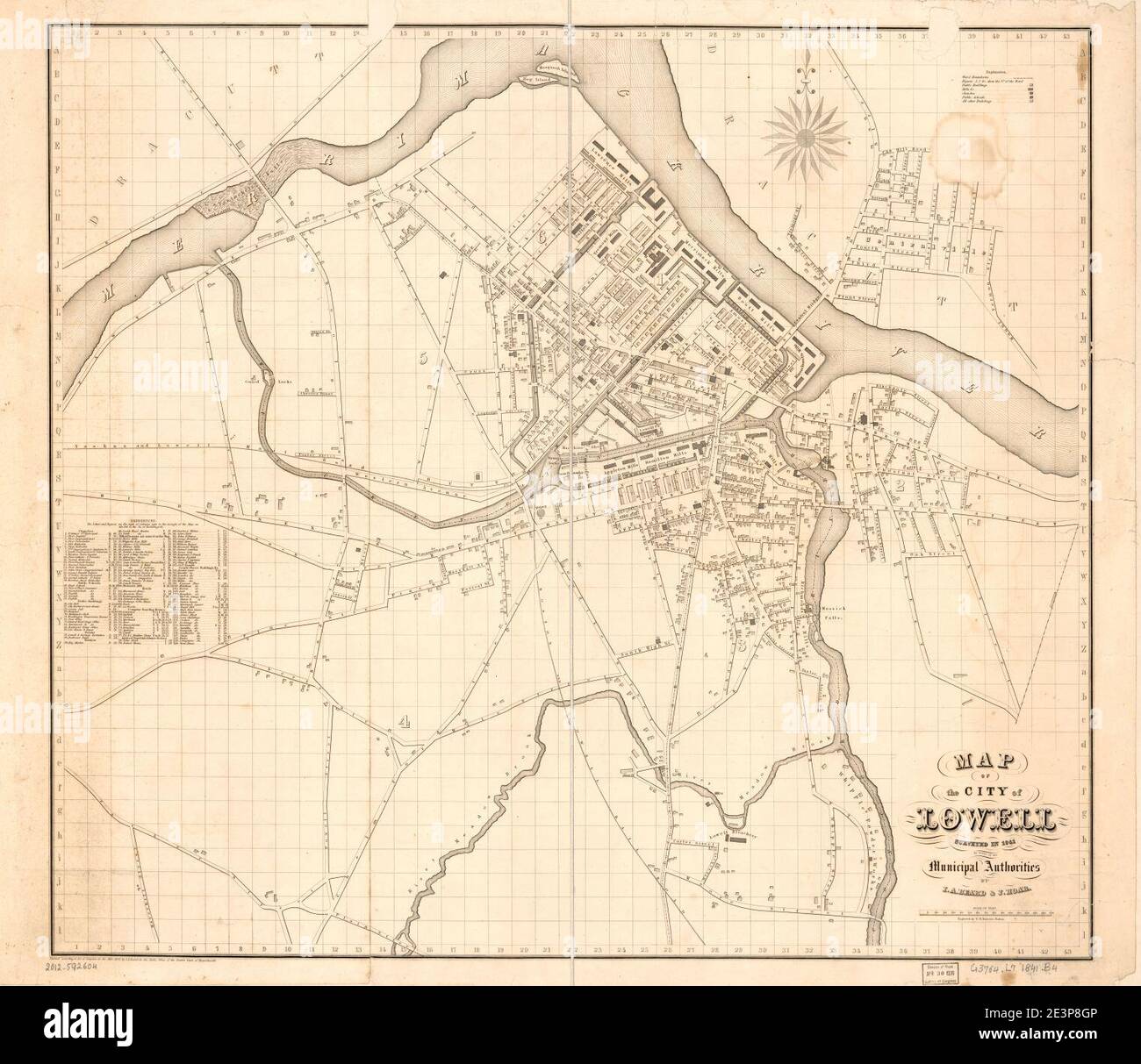 Map of the city of Lowell - surveyed in 1841 by order of the municipal ...