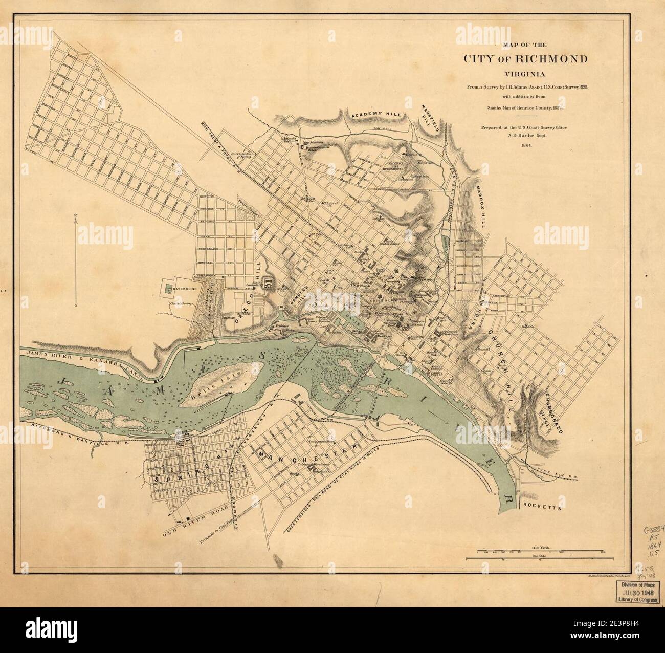 Map of the city of Richmond, Virginia Stock Photo - Alamy