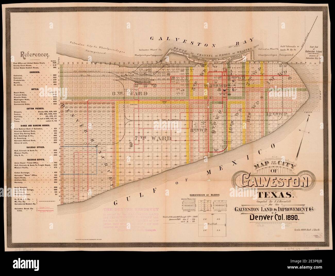 Galveston, texas historic map hi-res stock photography and images - Alamy