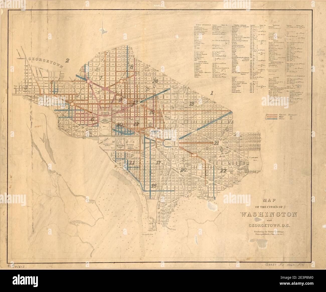 Map of the cities of Washington and Georgetown, D.C. - exhibiting the ...