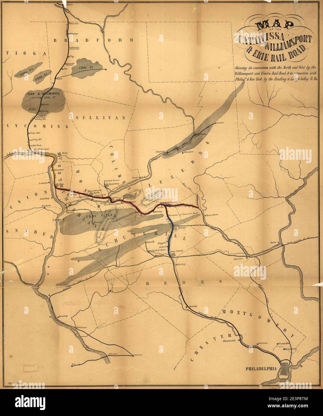 Map of the Catawissa, Williamsport & Erie Rail Road; showing its ...