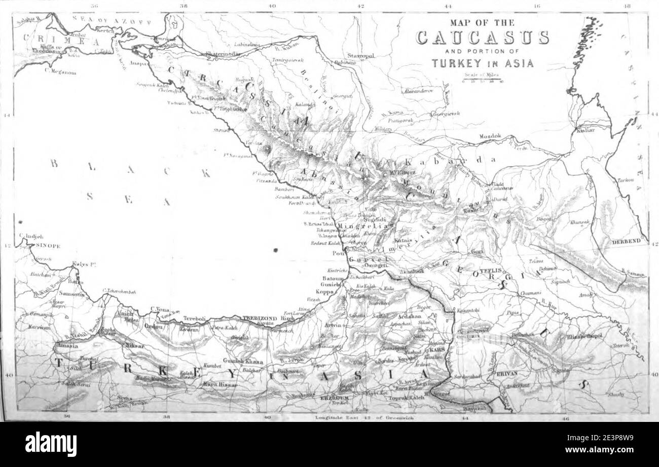 Map of The Caucasus. George Dodd. Pictorial history of the Russian war ...