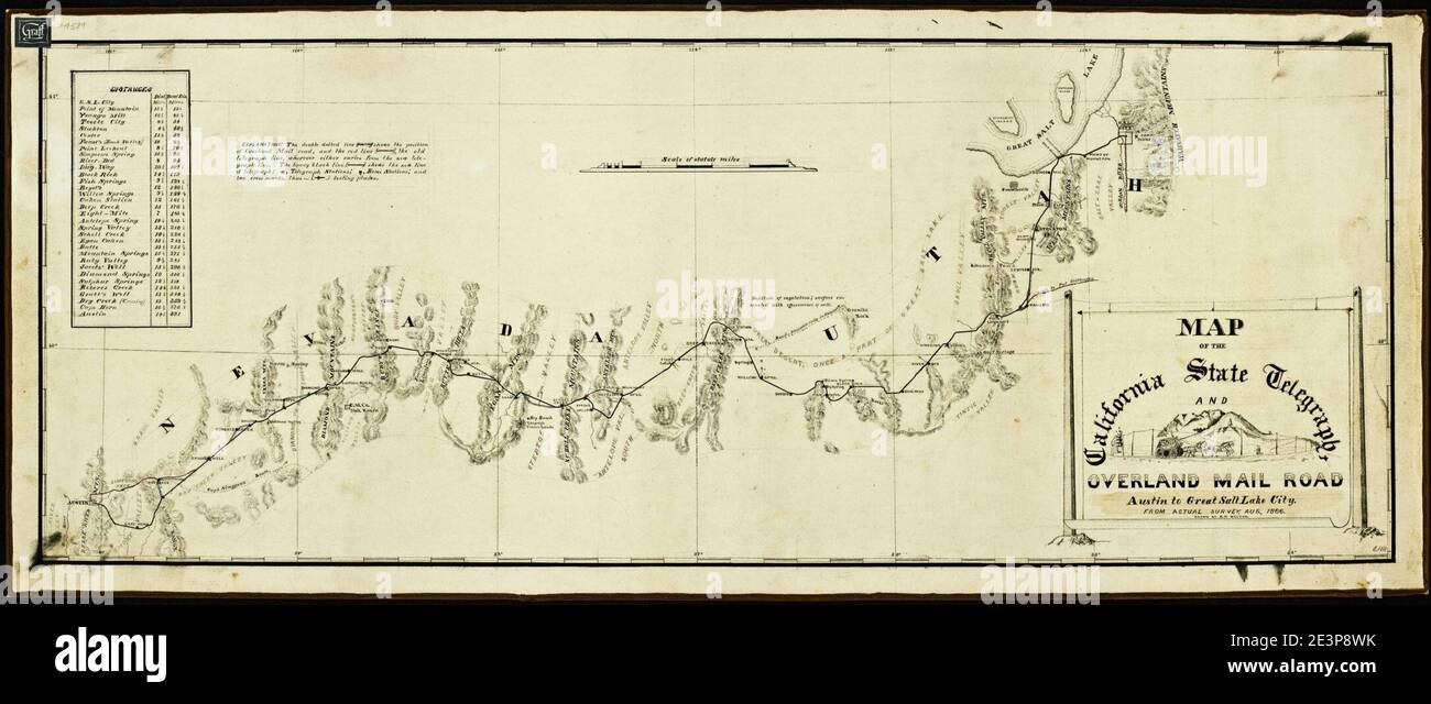 Map of the California State Telegraph, and Overland Mail road Stock ...