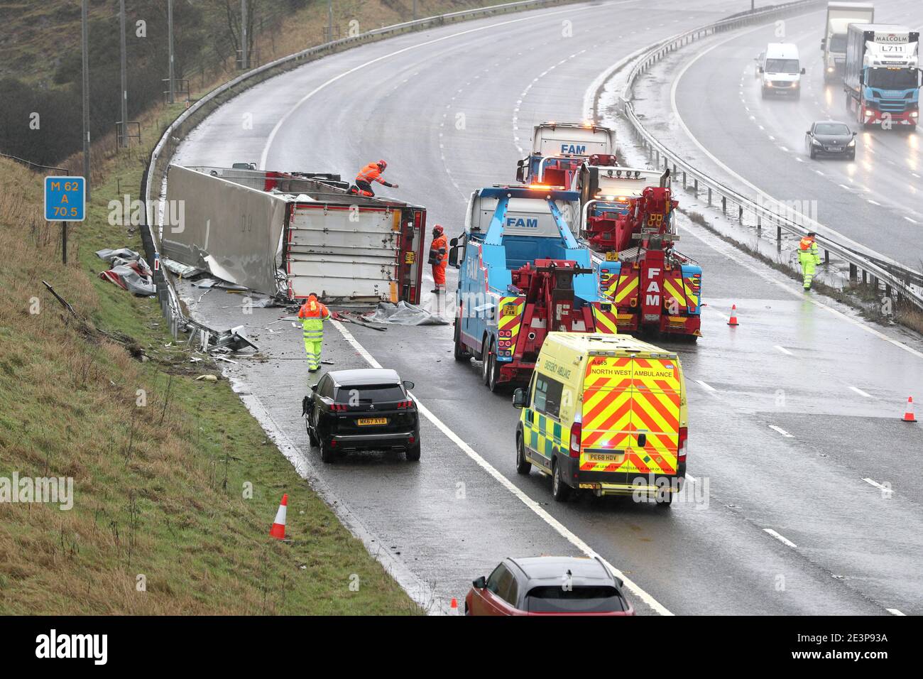 Recovery vehicles at the scene of an accident on the eastbound track of ...