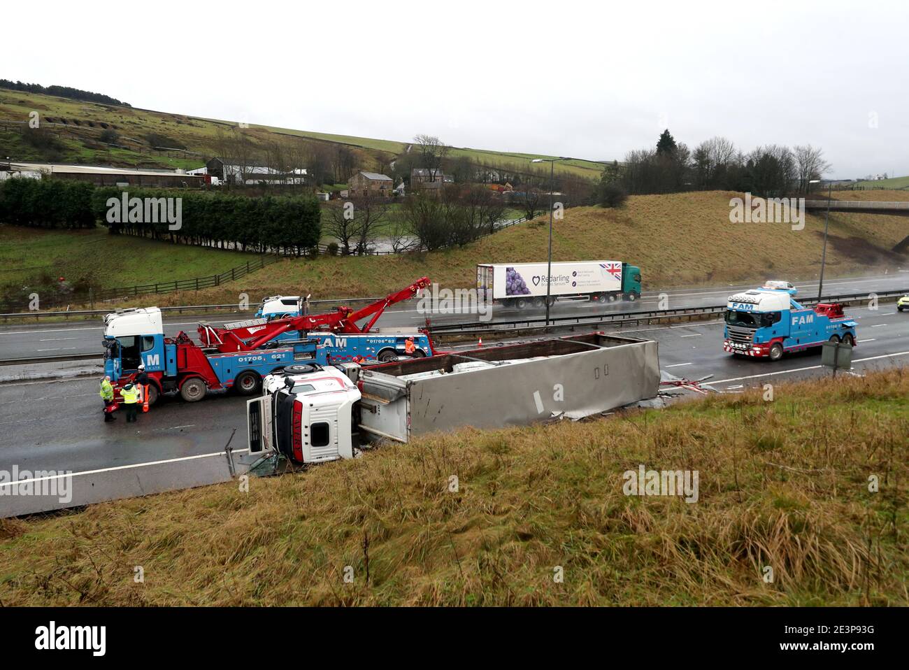 Recovery vehicles at the scene of an accident on the eastbound track of ...