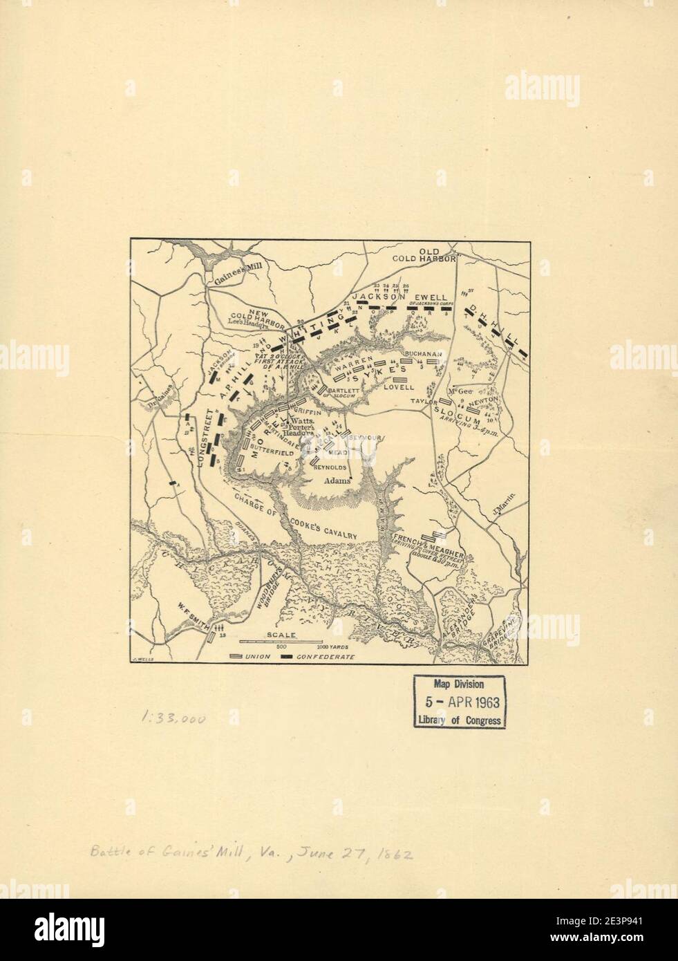 Map of the battle field of Gaines's Mill, showing approximately the ...