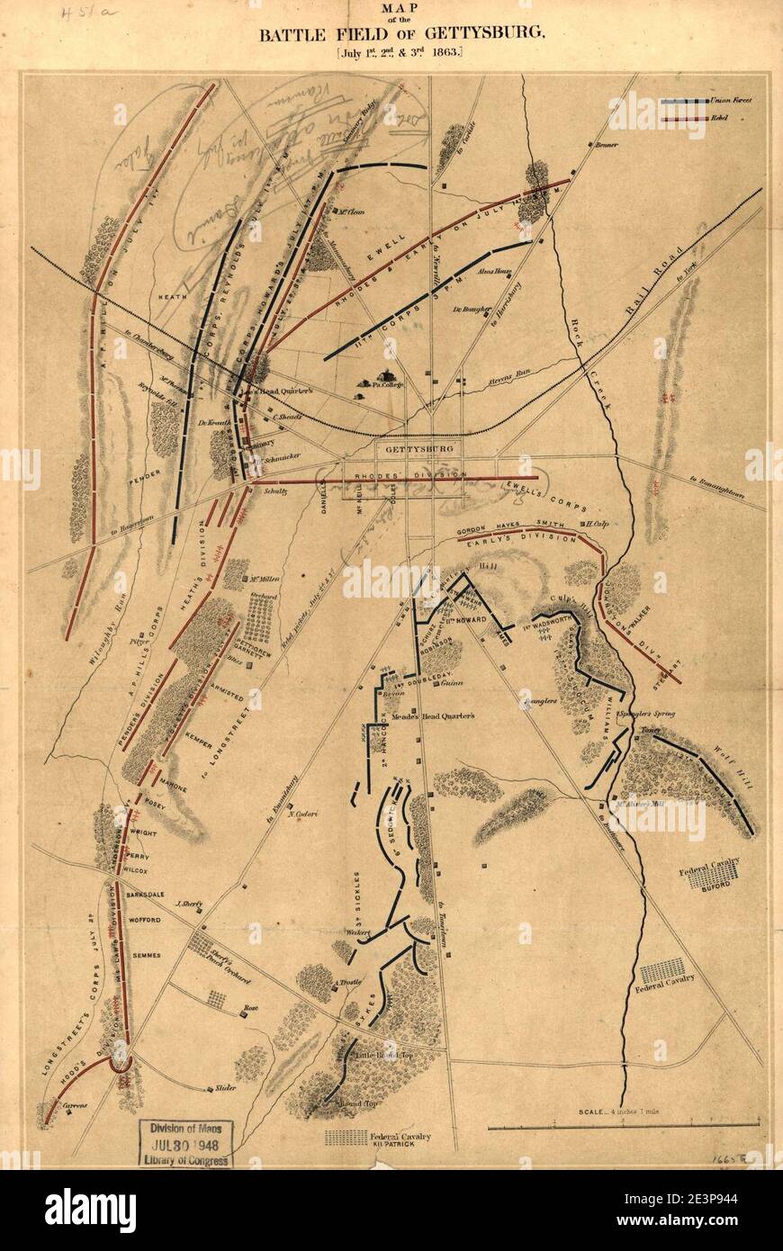 Map of the battle field of Gettysburg. (July 1st, 2nd, and 3rd 1863 ...