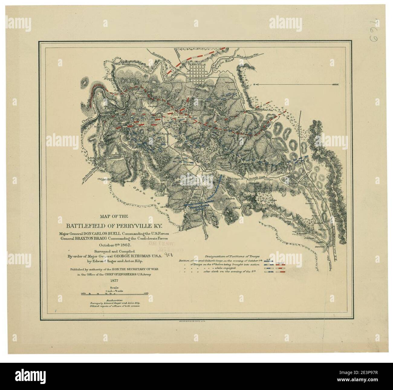 Map of the battlefield of Perryville, Ky. - Major General Don Carlos ...