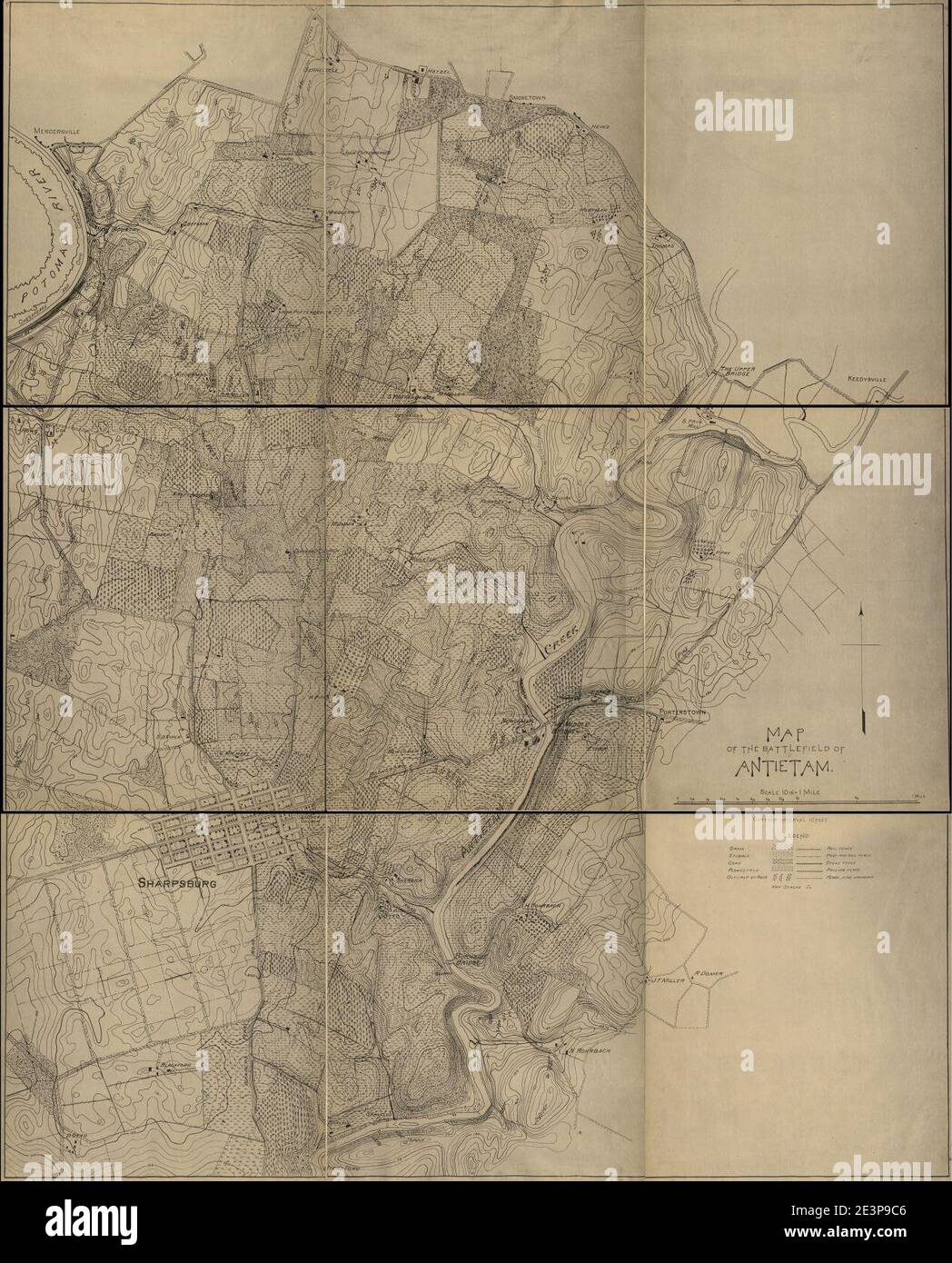 Map of the battlefield of Antietam Stock Photo - Alamy