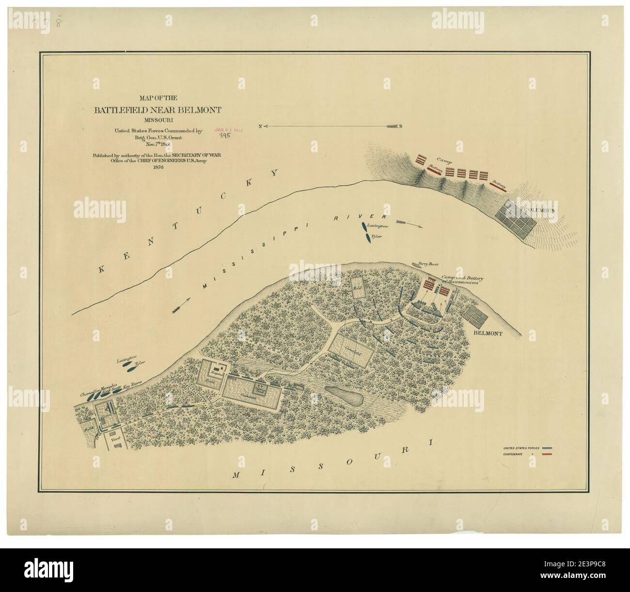 Map of the battlefield near Belmont, Missouri Stock Photo - Alamy