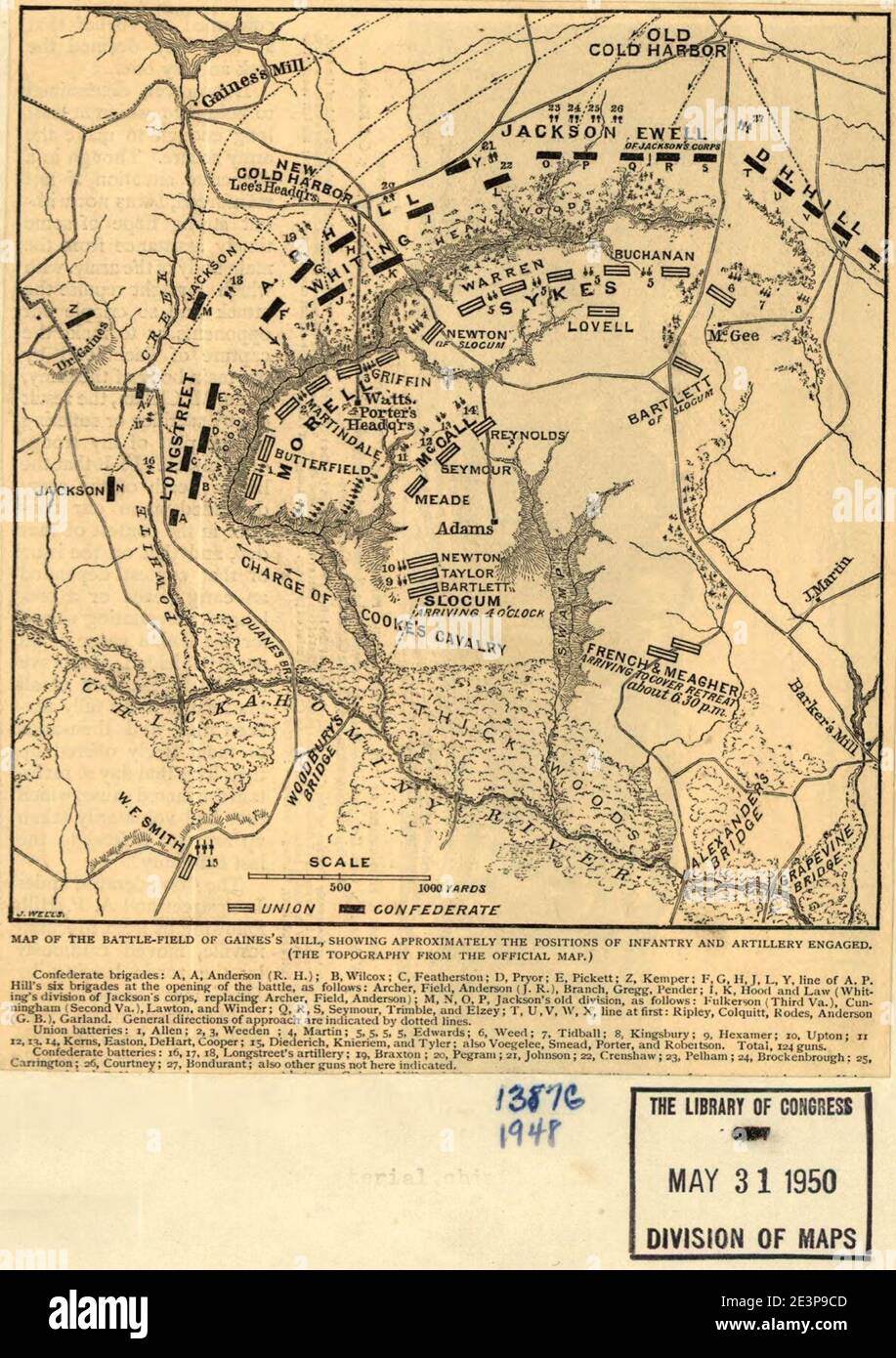 Map of the battle-field of Gaines's Mill, showing approximately the ...
