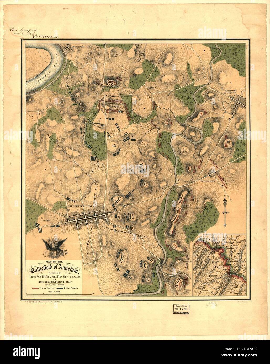 Map of the battlefield of Antietam Stock Photo - Alamy