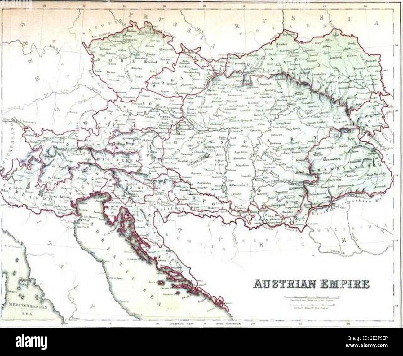 Map of the Austrian Empire, 1855 Stock Photo - Alamy