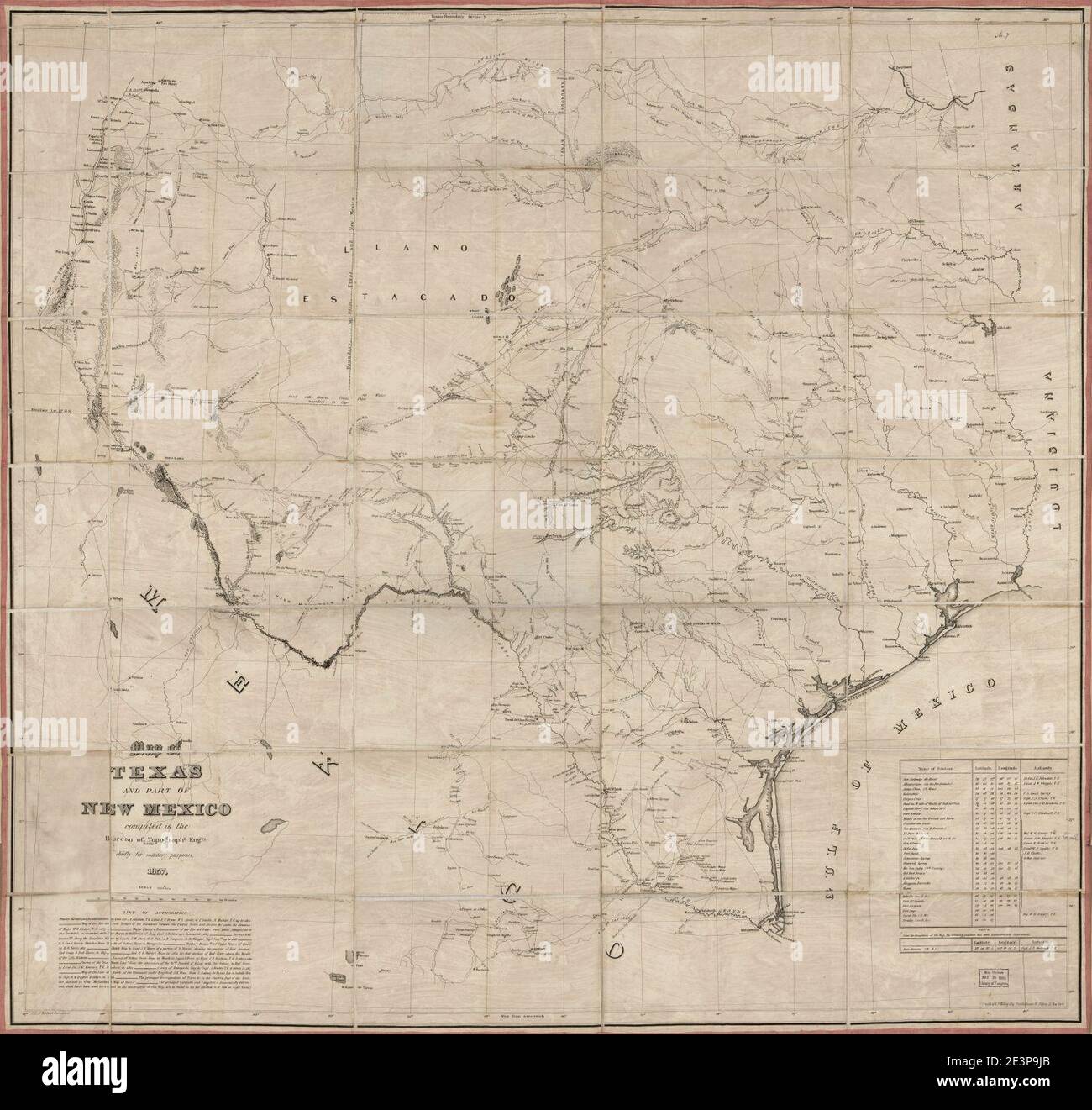 Map of Texas and part of New Mexico Stock Photo - Alamy