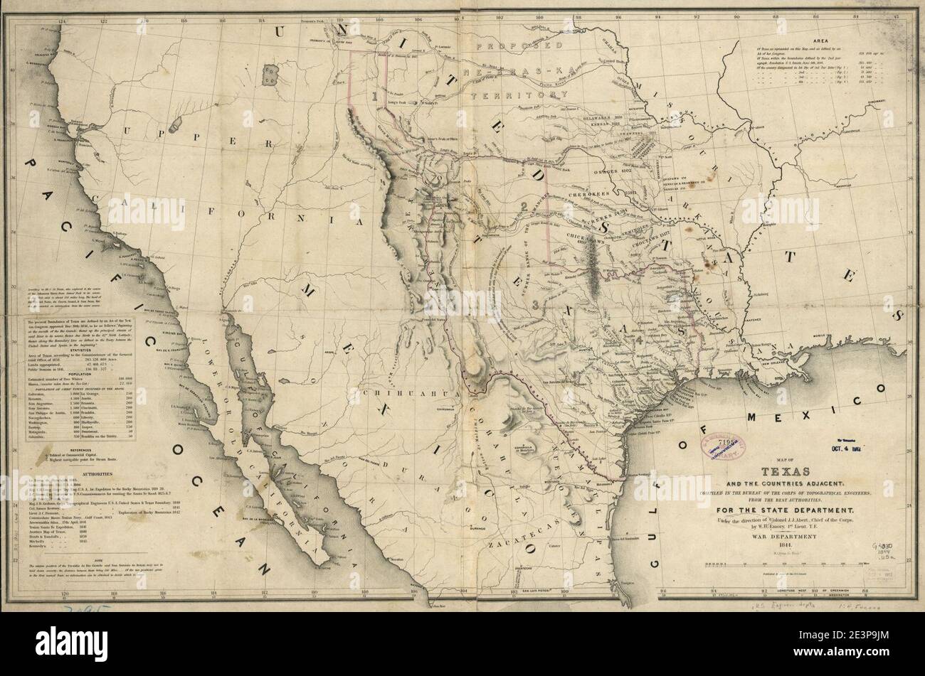 Map of Texas and the countries adjacent Stock Photo - Alamy