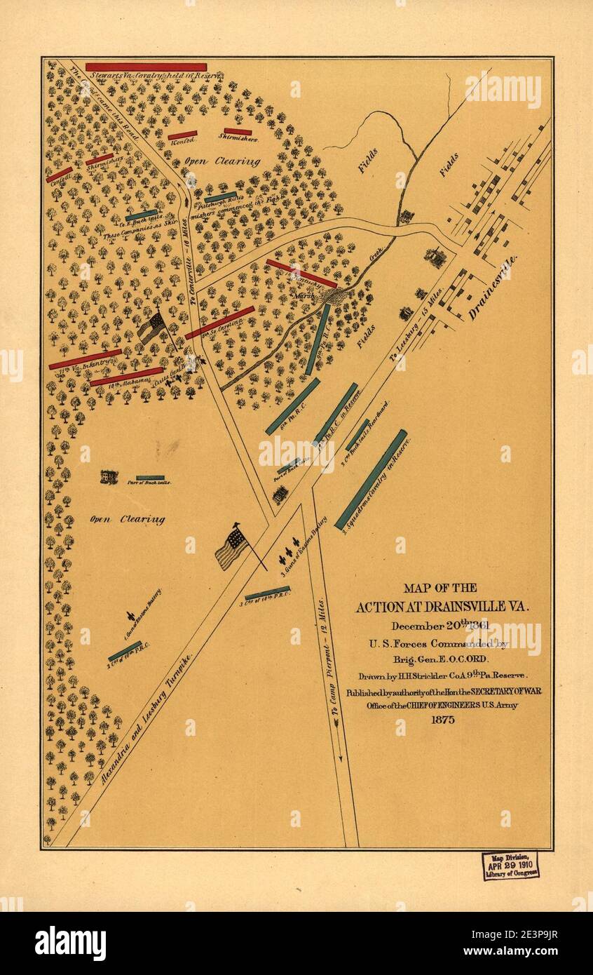 Map of the action at Drainsville, Va., December 20th 1861. U.S. forces ...