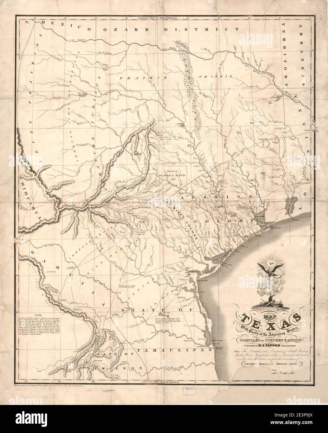 Map of Texas with parts of the adjoining states Stock Photo - Alamy