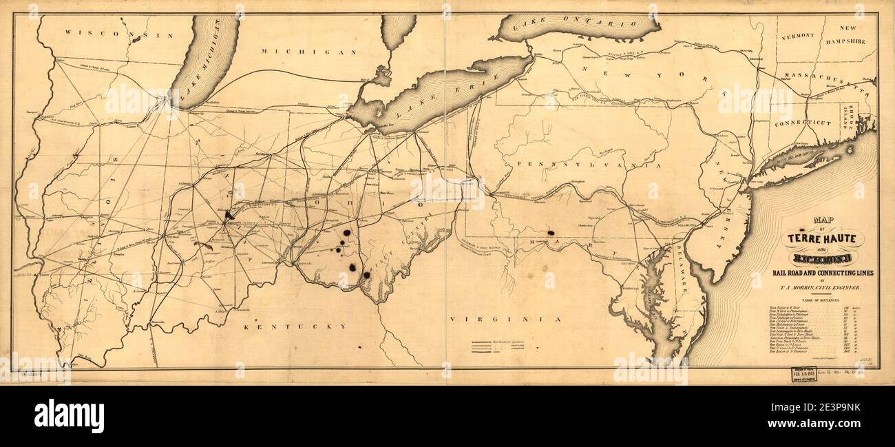 Map of Terre Haute and Richmond Rail Road and connecting lines Stock ...
