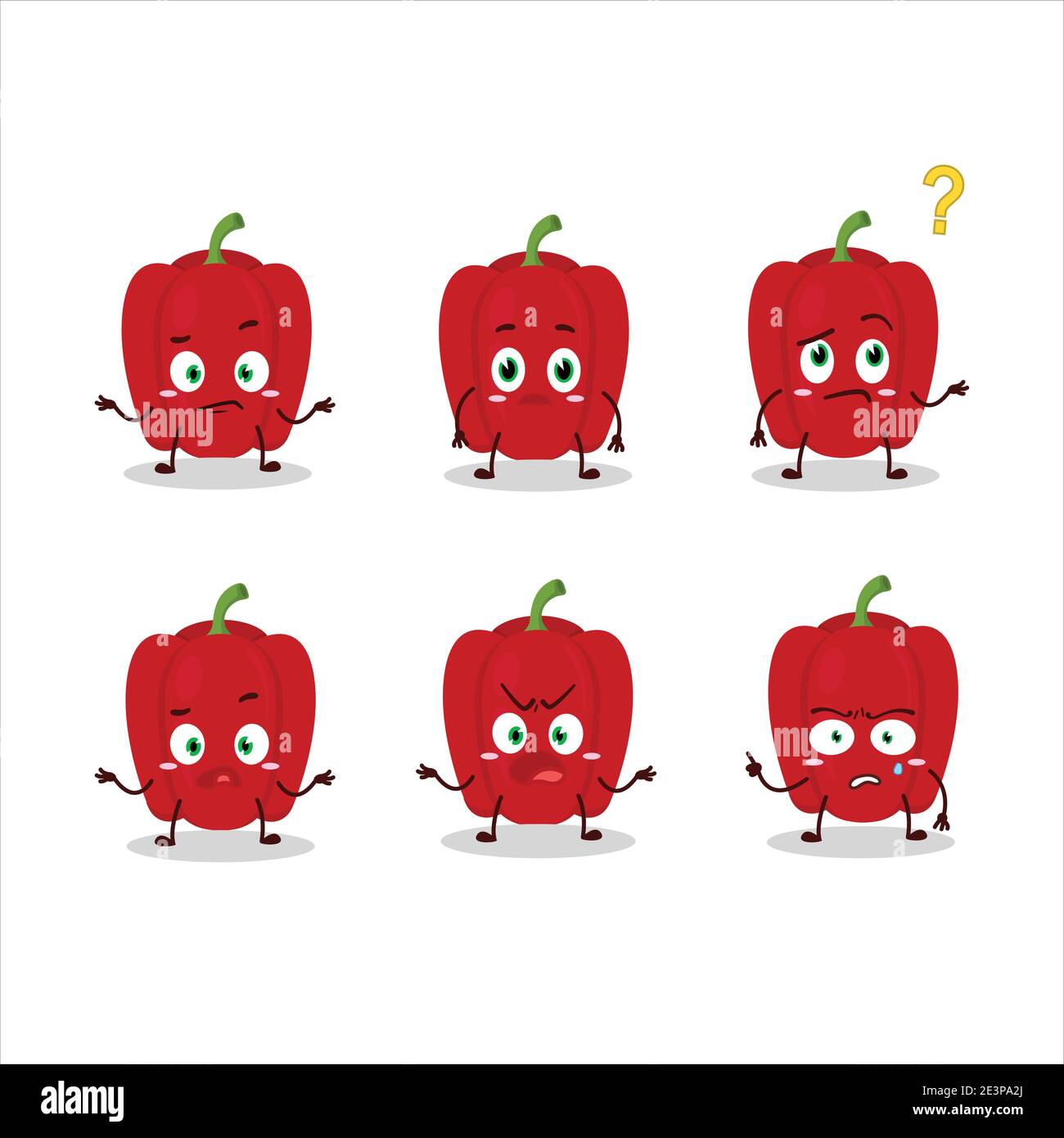 Cartoon character of red pepper with what expression. Vector ...