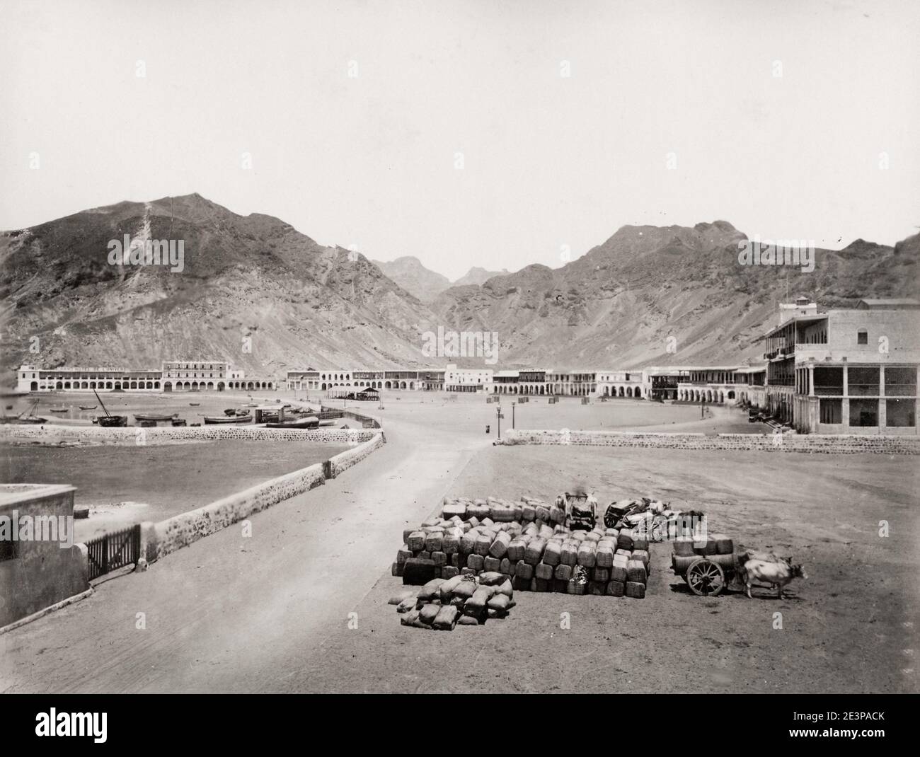 Vintage 19th century photograph: port and waterfront at Aden, Yemen ...