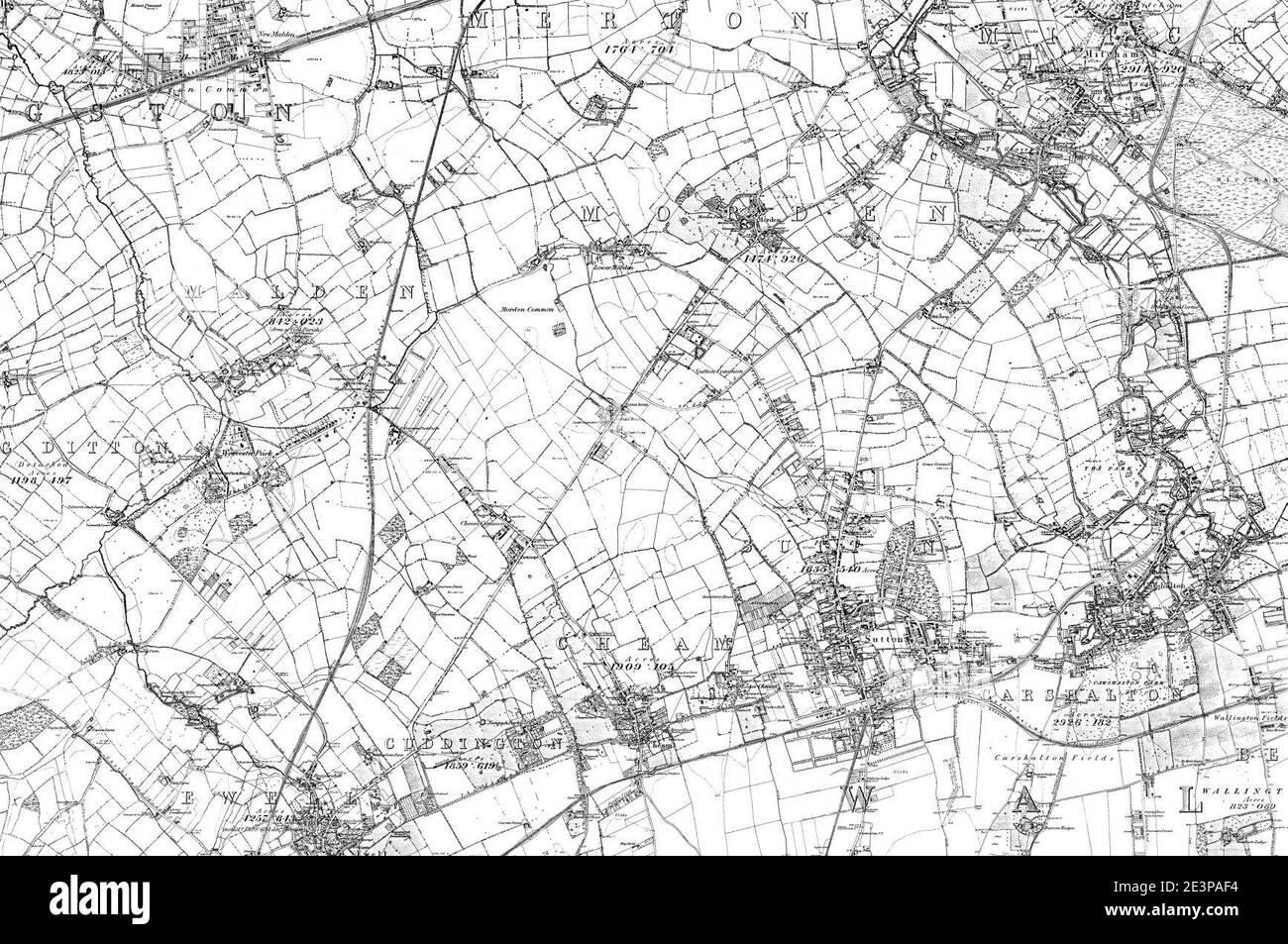 Map of Surrey Sheet 013, Ordnance Survey, 1871-1882 Stock Photo - Alamy
