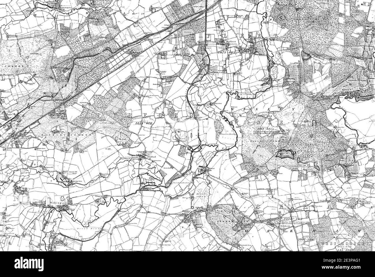 Map of Surrey Sheet 017, Ordnance Survey, 1871-1882 Stock Photo - Alamy