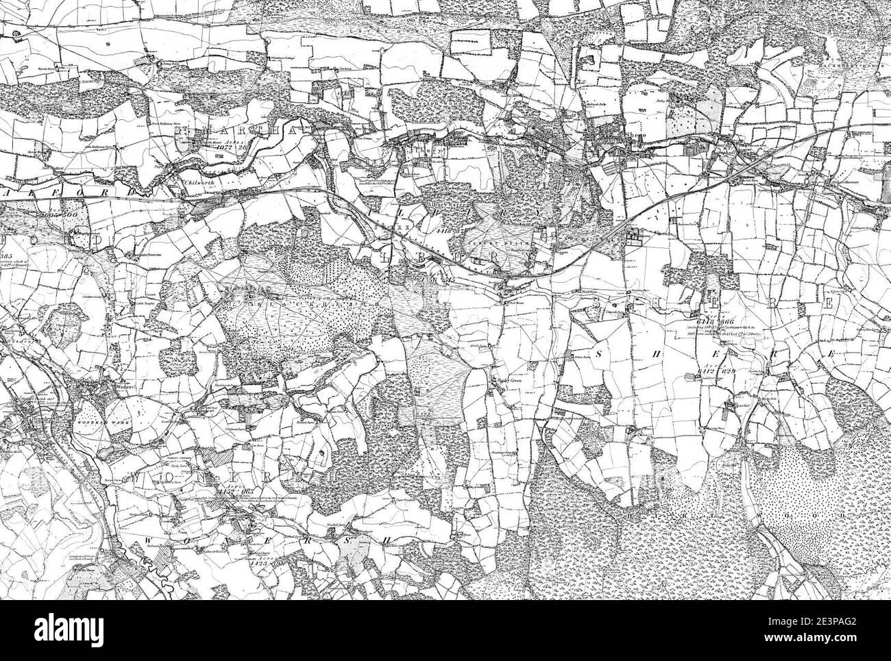 Map of Surrey Sheet 032, Ordnance Survey, 1871-1882 Stock Photo - Alamy