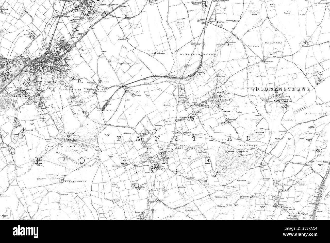 Map of Surrey Sheet 019, Ordnance Survey, 1871-1882 Stock Photo - Alamy